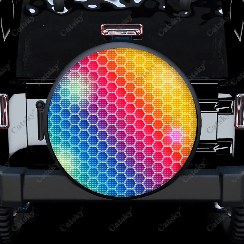 Abstract Hexagon Shape Polyester Universal Spare Wheel Tire Cover ...