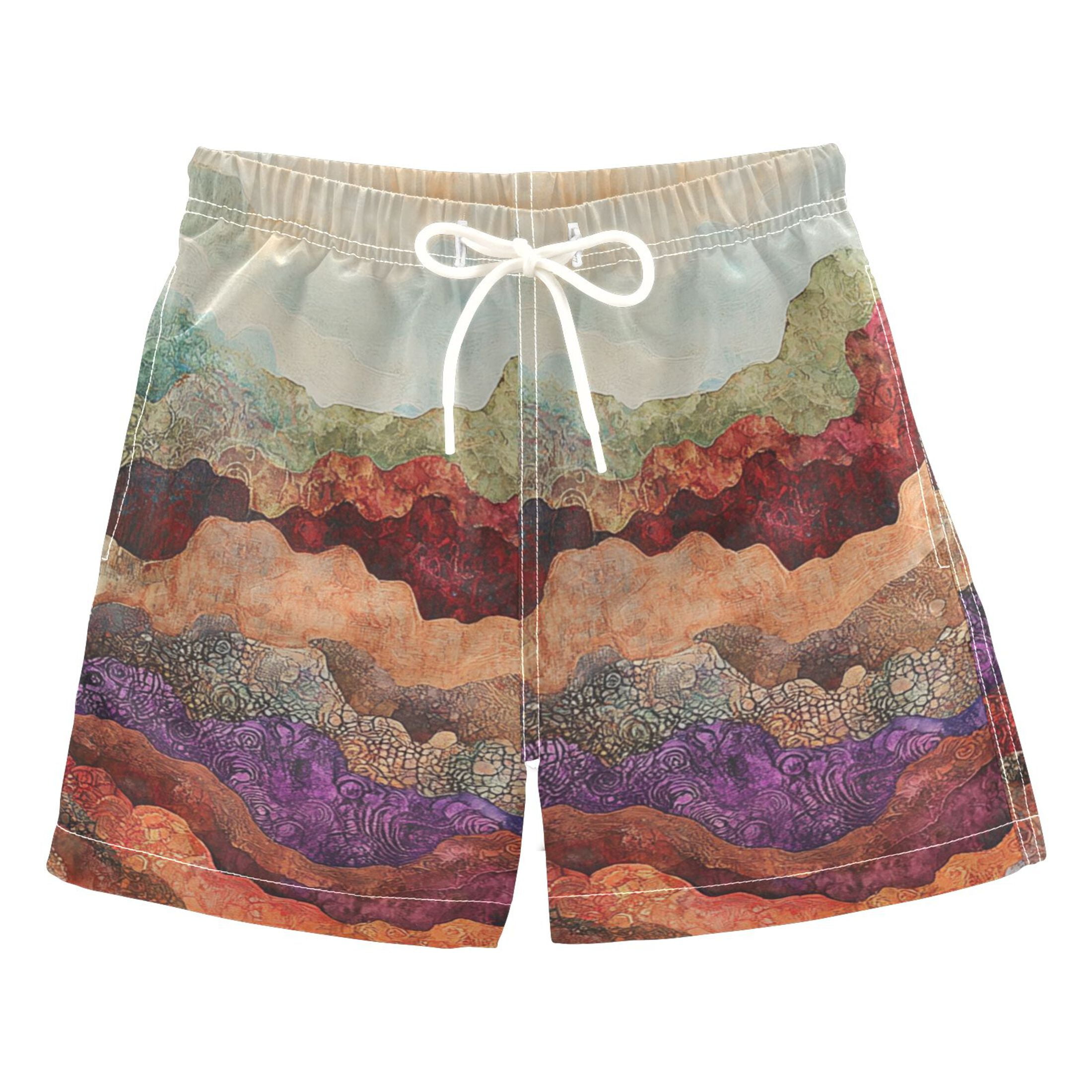 Abstract Hill Ink Painting Boys Swim Trunks Quick Dry Boy Swim Shorts ...