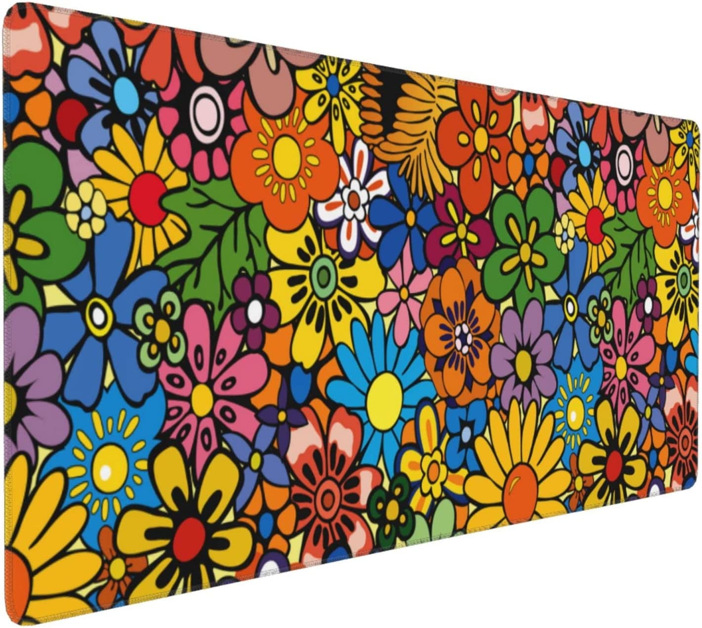 Abstract Hippie Flower Desk Mat,Extended Gaming Mouse Pad Large Non ...