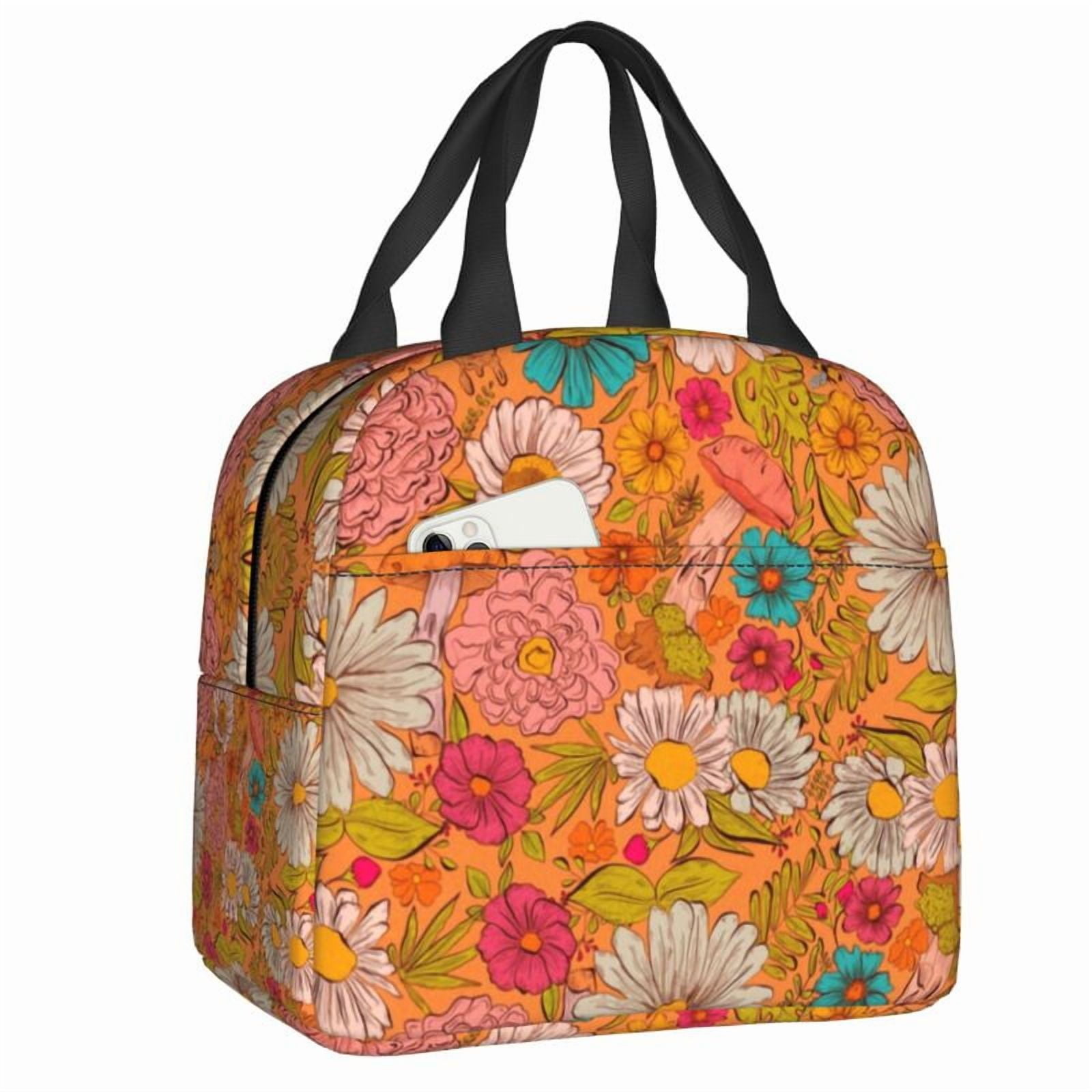 Abstract Hippie Flower Power Pattern Portable Lunch Box for Women ...