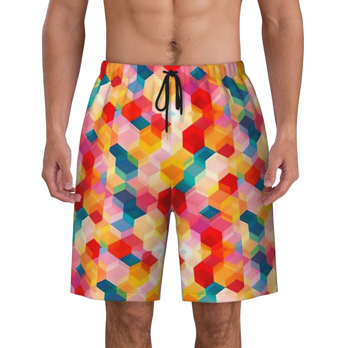 Abstract Hives Board Shorts Summer Campfire Print Hawaii Beach Short ...