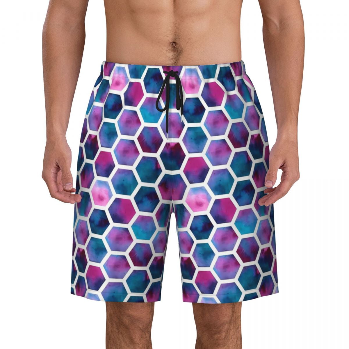 Abstract Hives Board Shorts Summer Campfire Print Hawaii Beach Short ...
