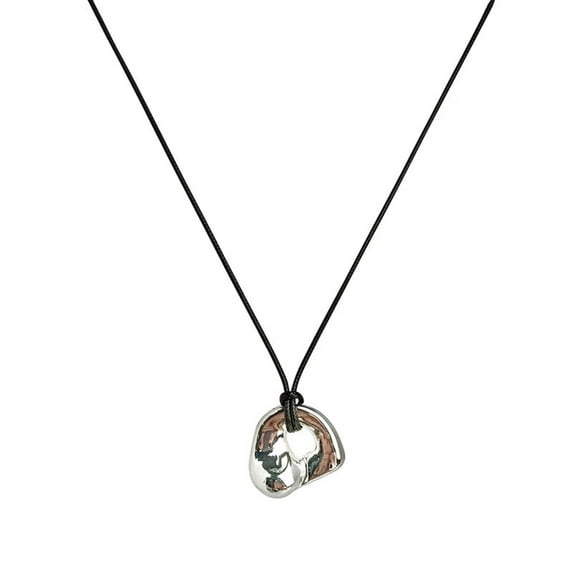 Abstract Hollow Metal Pendant Necklace PU Leather Cord Choker ...