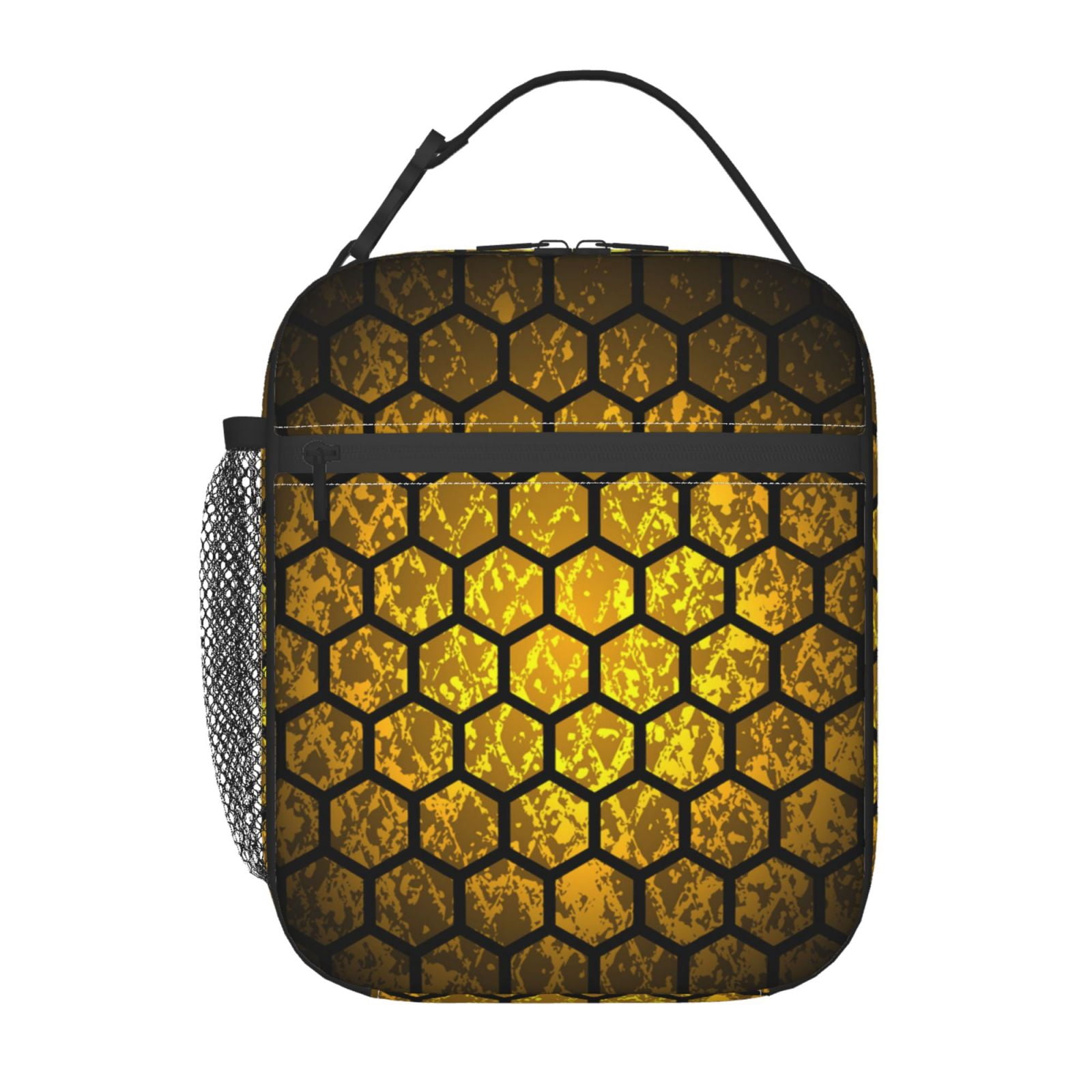 Abstract Honey Comb Geometric Lunch Box Bag Insulated Lunchbox Reusable ...