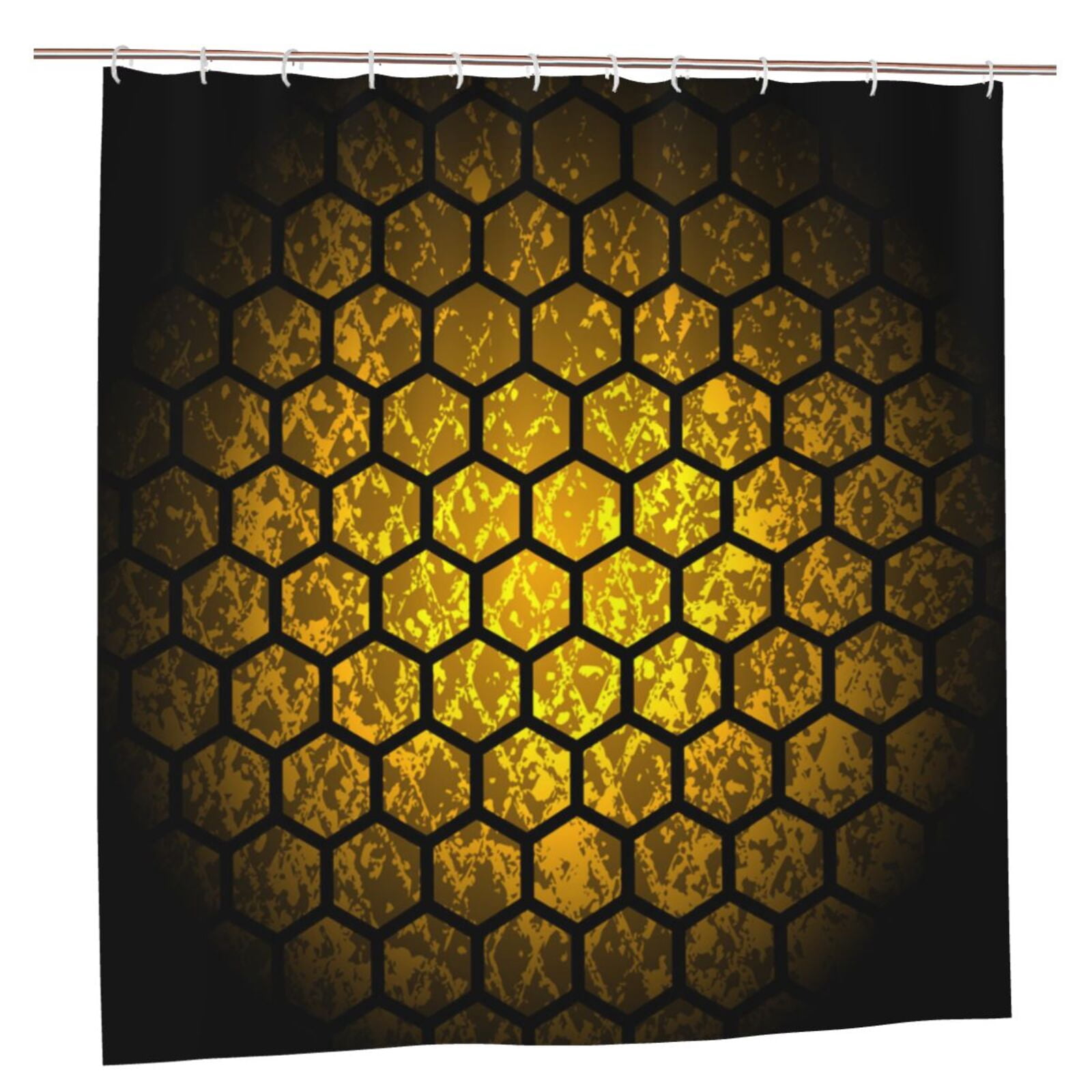 Abstract Honey Comb Geometric Shower Curtain with 12 Plastic Hooks ...