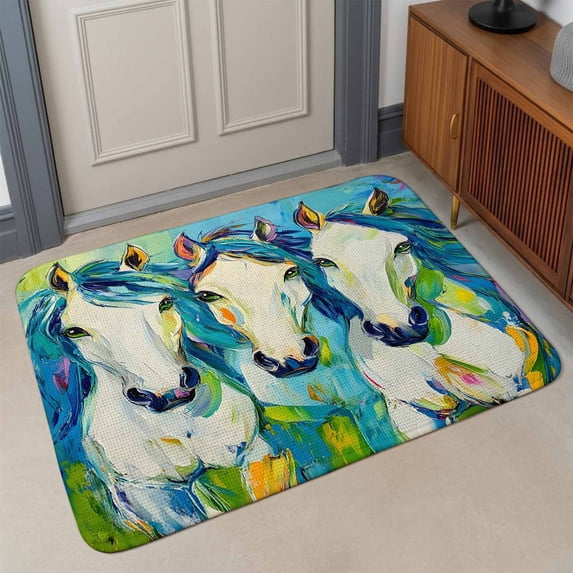 Abstract Horse Front Door Mat Indoor Entrance, Watercolor Horse ...