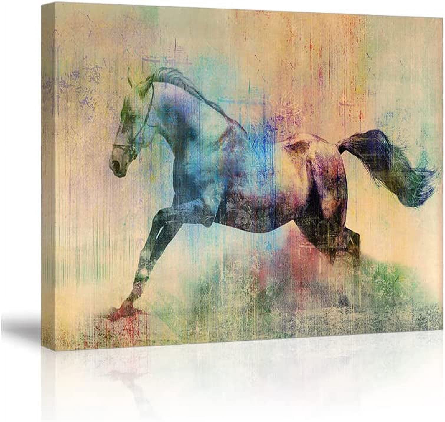Abstract Horse Gallop Across Field Stretched Canvas Wall Art for Living ...