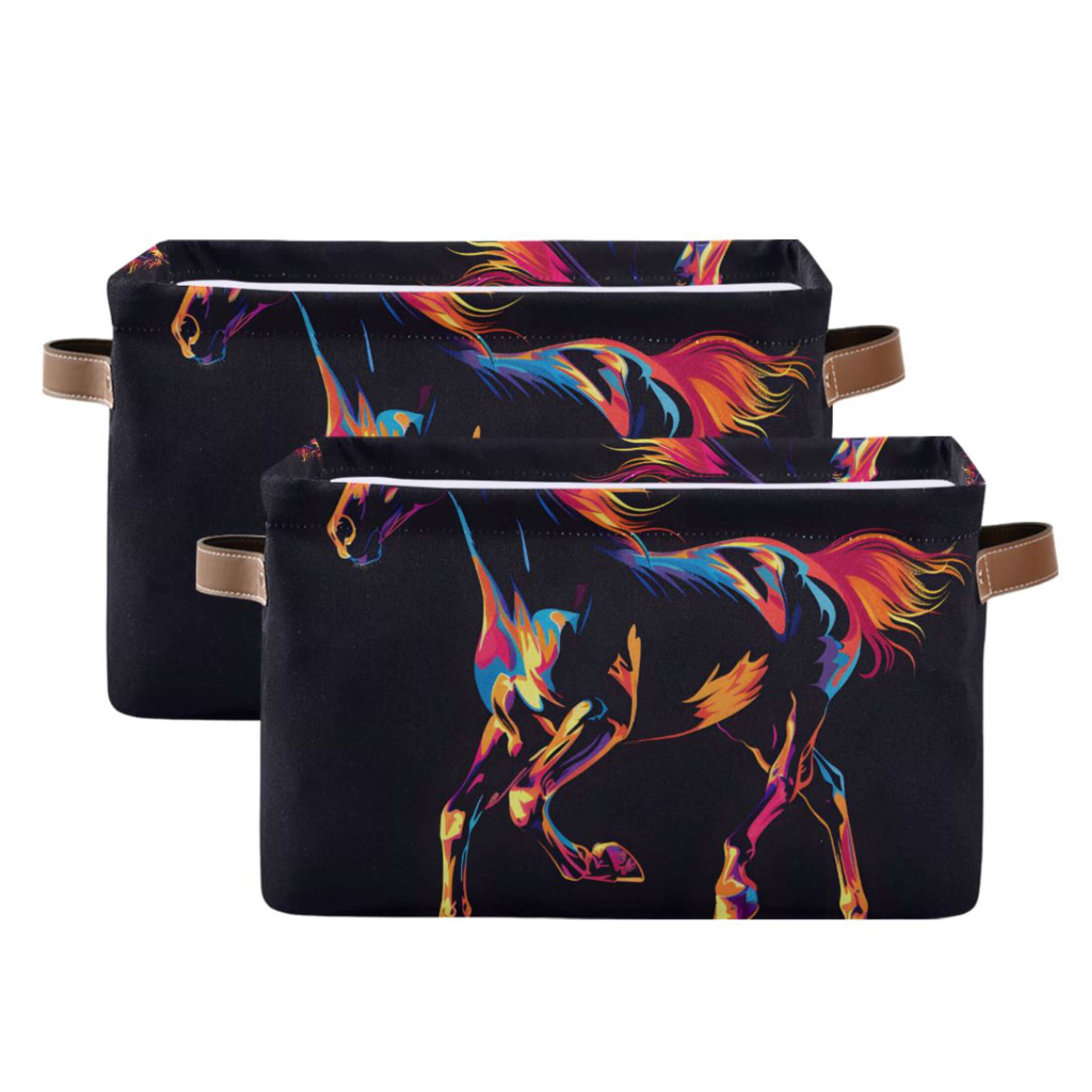 Abstract Horse Storage Basket Large Bin Laundry Boxes Toys Foldable ...