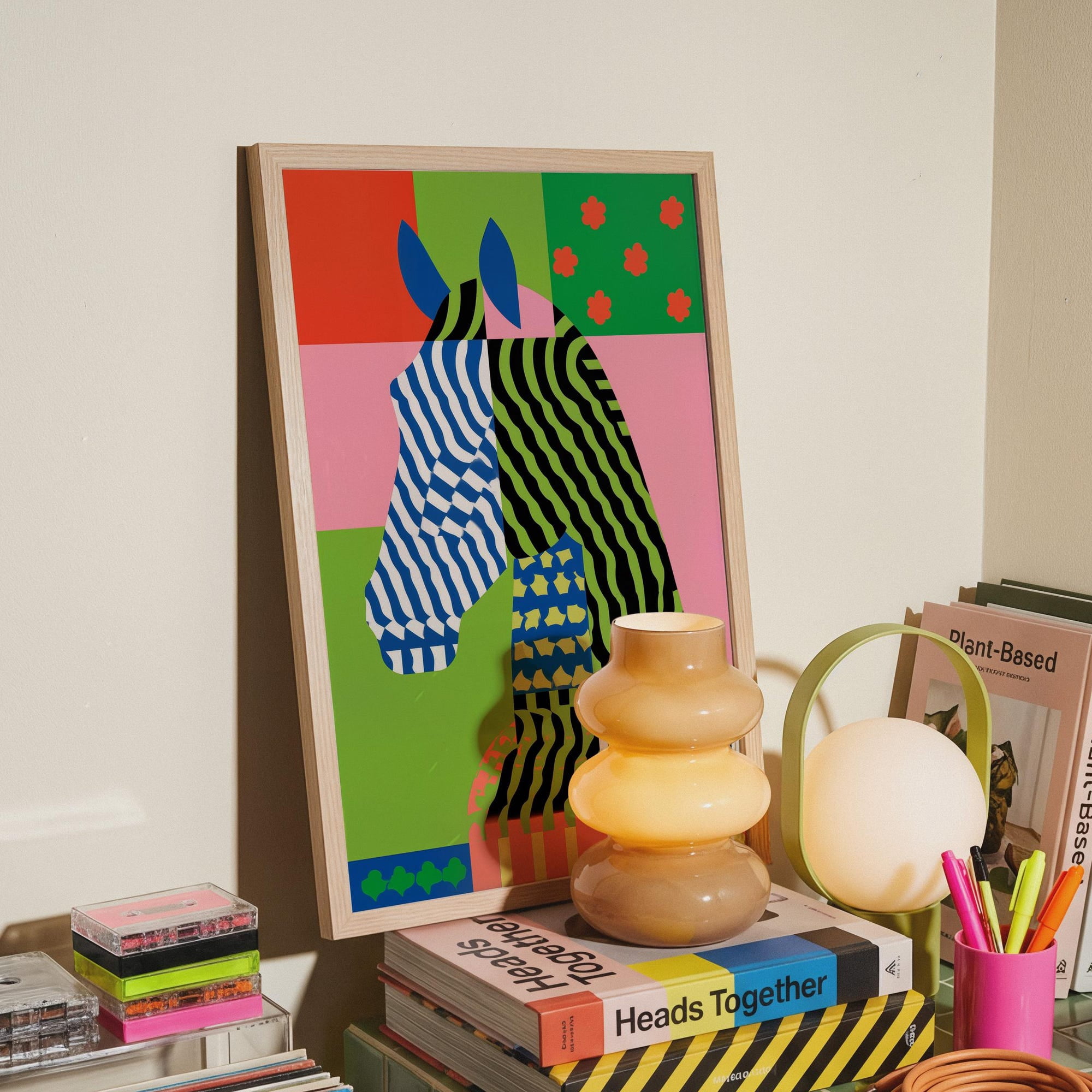Abstract Horse Wall Art Psychedelic Zebra Print Maximalist Animal ...