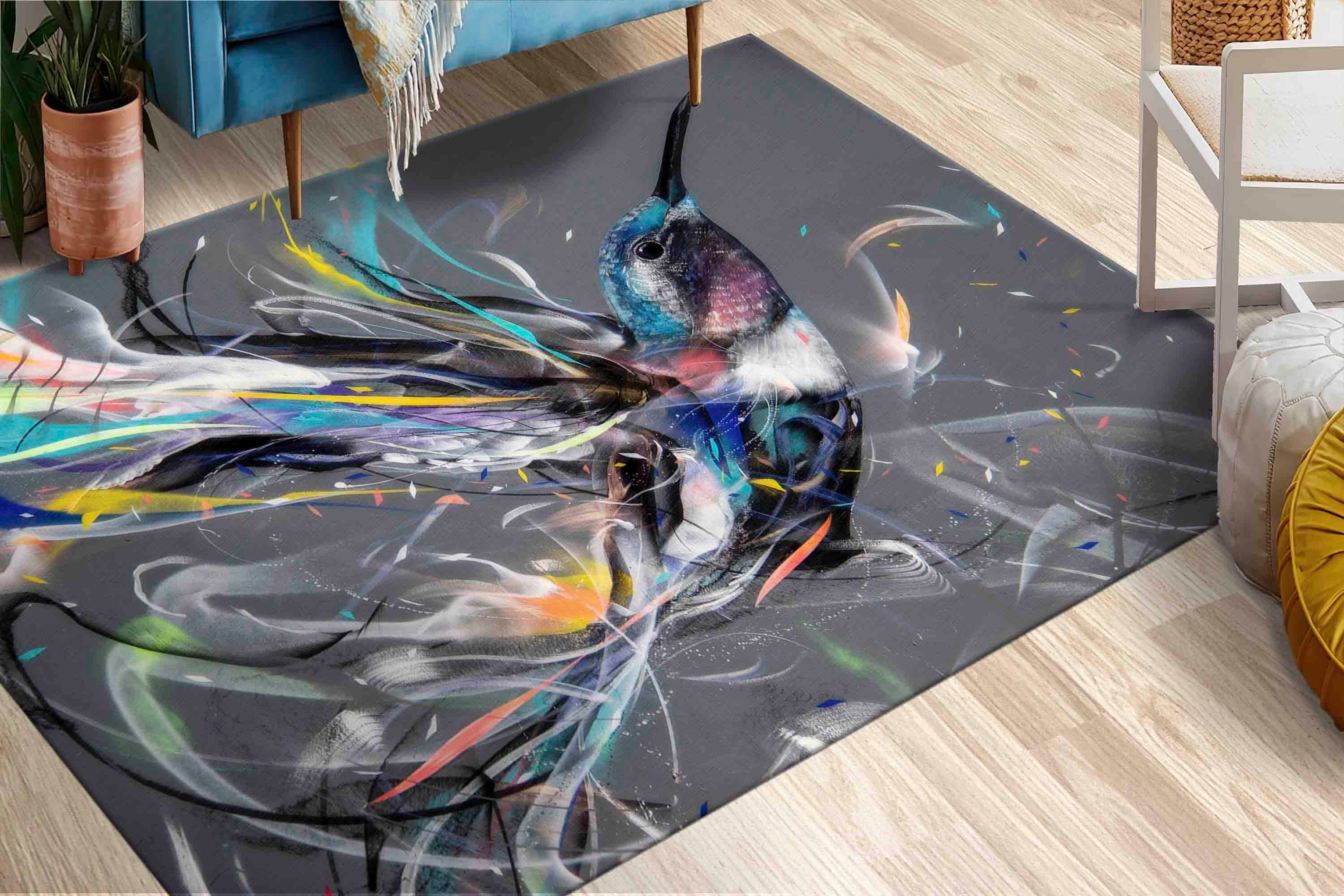 Abstract Hummingbird Rugs, Bird Rugs, Colorful Rug, Animal Rug, Wedding ...