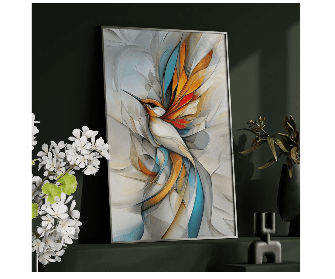 Abstract Hummingbird Wall Art Fluid Colorful Nature Decor Wall Art ...