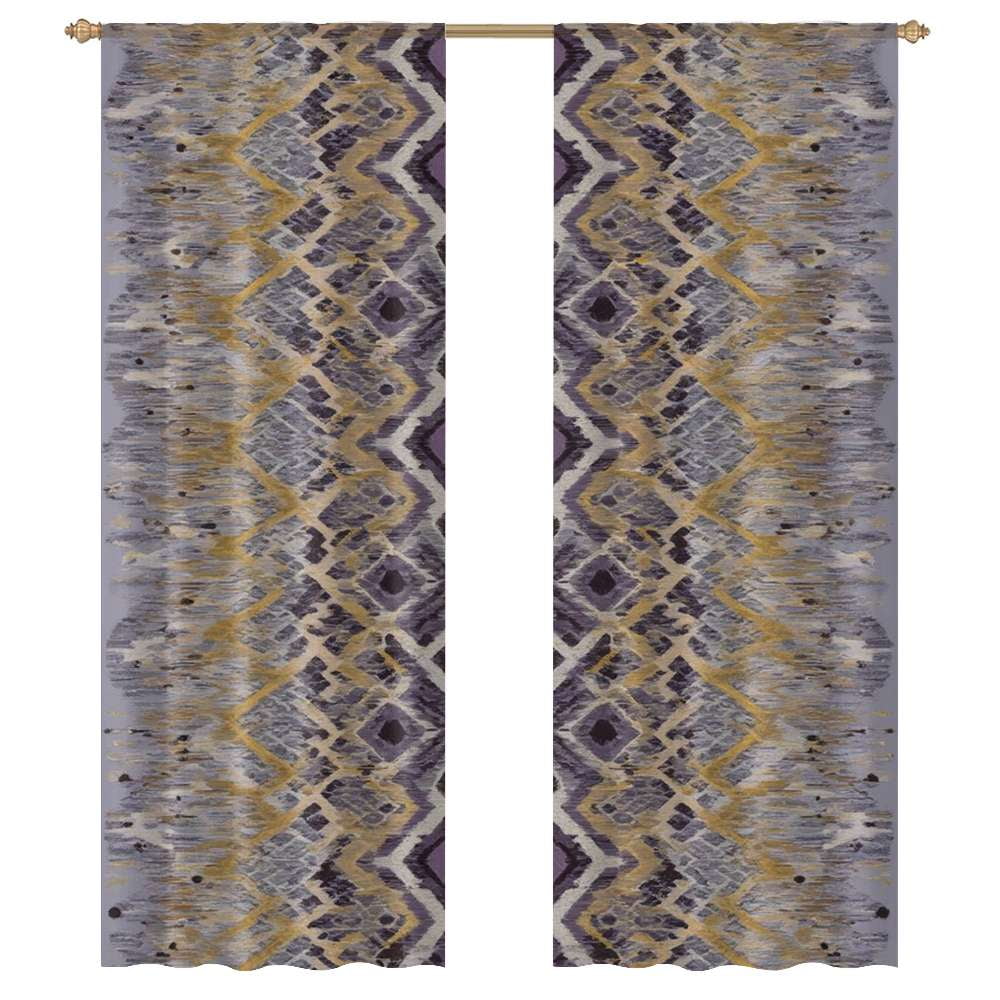 Abstract Ikat Textile Pattern Design Sheer Voile Curtain Window Tulle ...