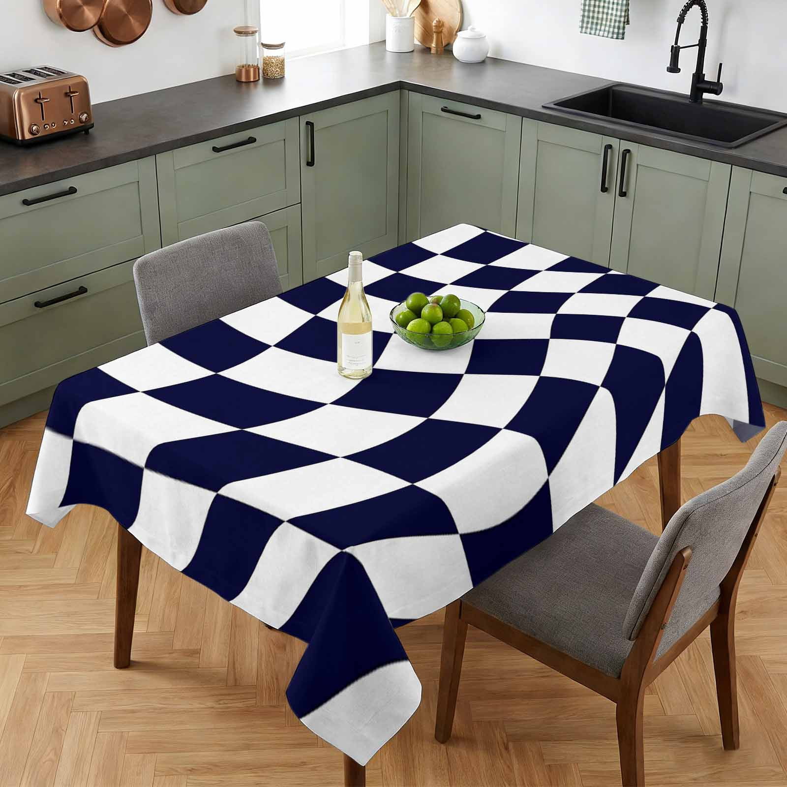 Abstract Illusion Aesthetic Grid Art Table Cloth 52x70in, Waterproof ...