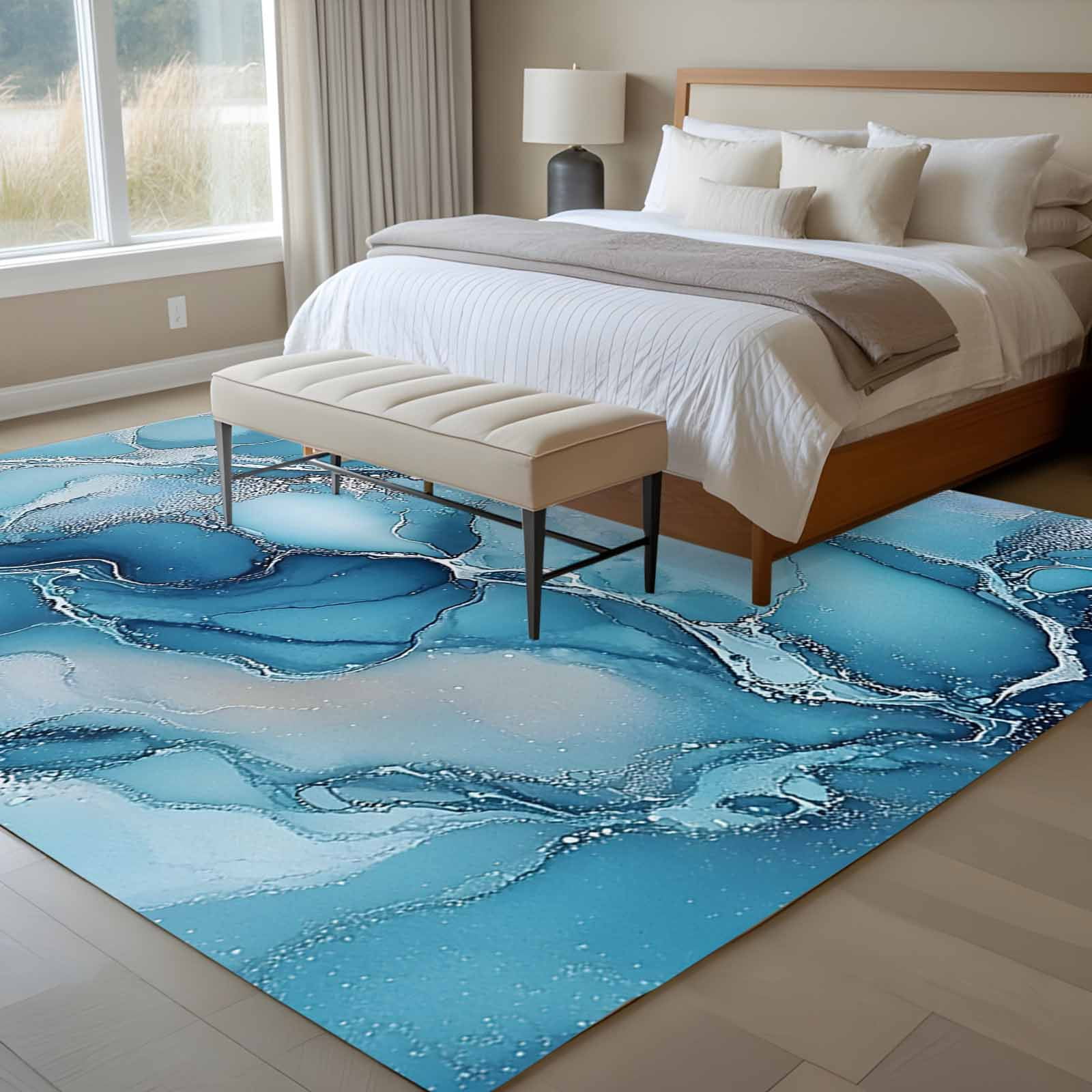 Abstract Impressionist 6x9 Rug for Dining Room Table and Chair Setup ...