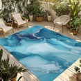 Abstract Impressionist Art Outdoor Rug, Gary Blue Marble Texture Non ...