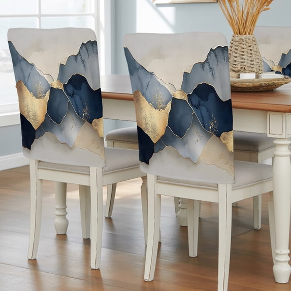 Abstract Impressionist Style Painting Chair Covers Set of 4 Gold Beige ...