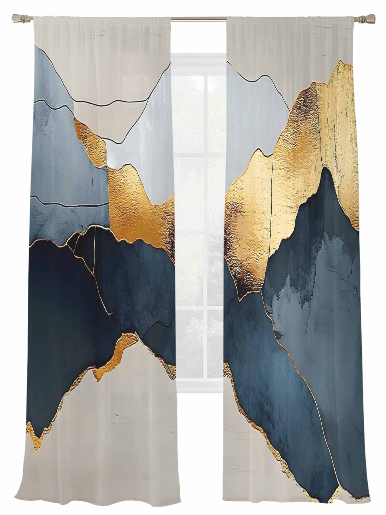 Abstract Impressionist Style Sheer Curtains for Living Room Bedroom ...