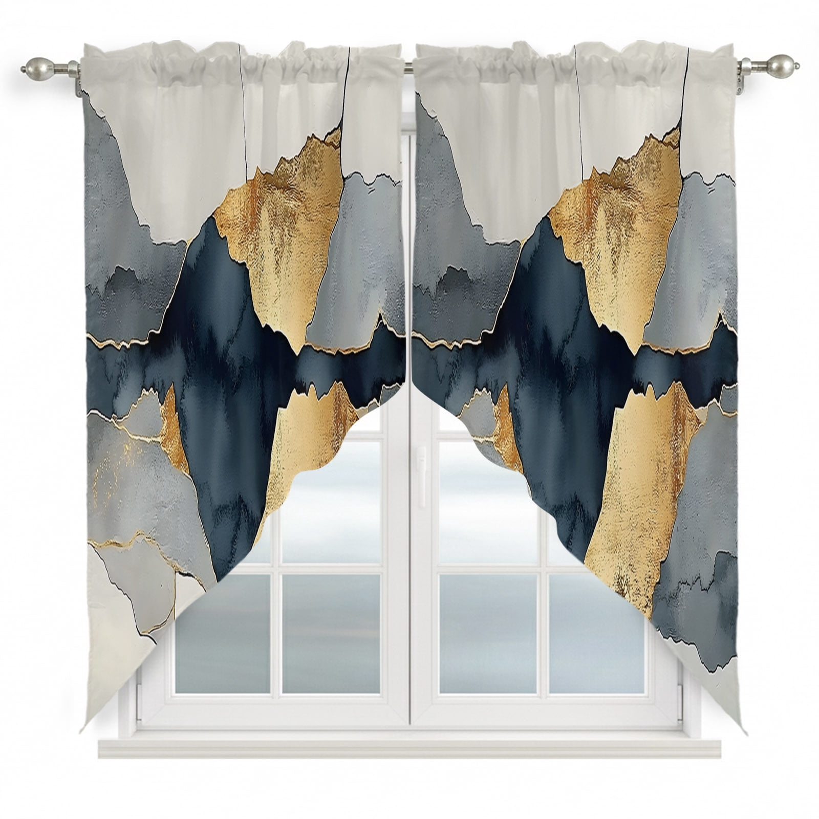 Abstract Impressionist Style Swag Curtain Valance for Window 2 Panels ...