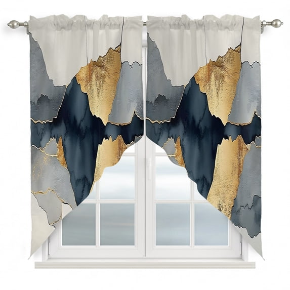 Abstract Impressionist Style Swag Curtain Valance for Window 2 Panels ...