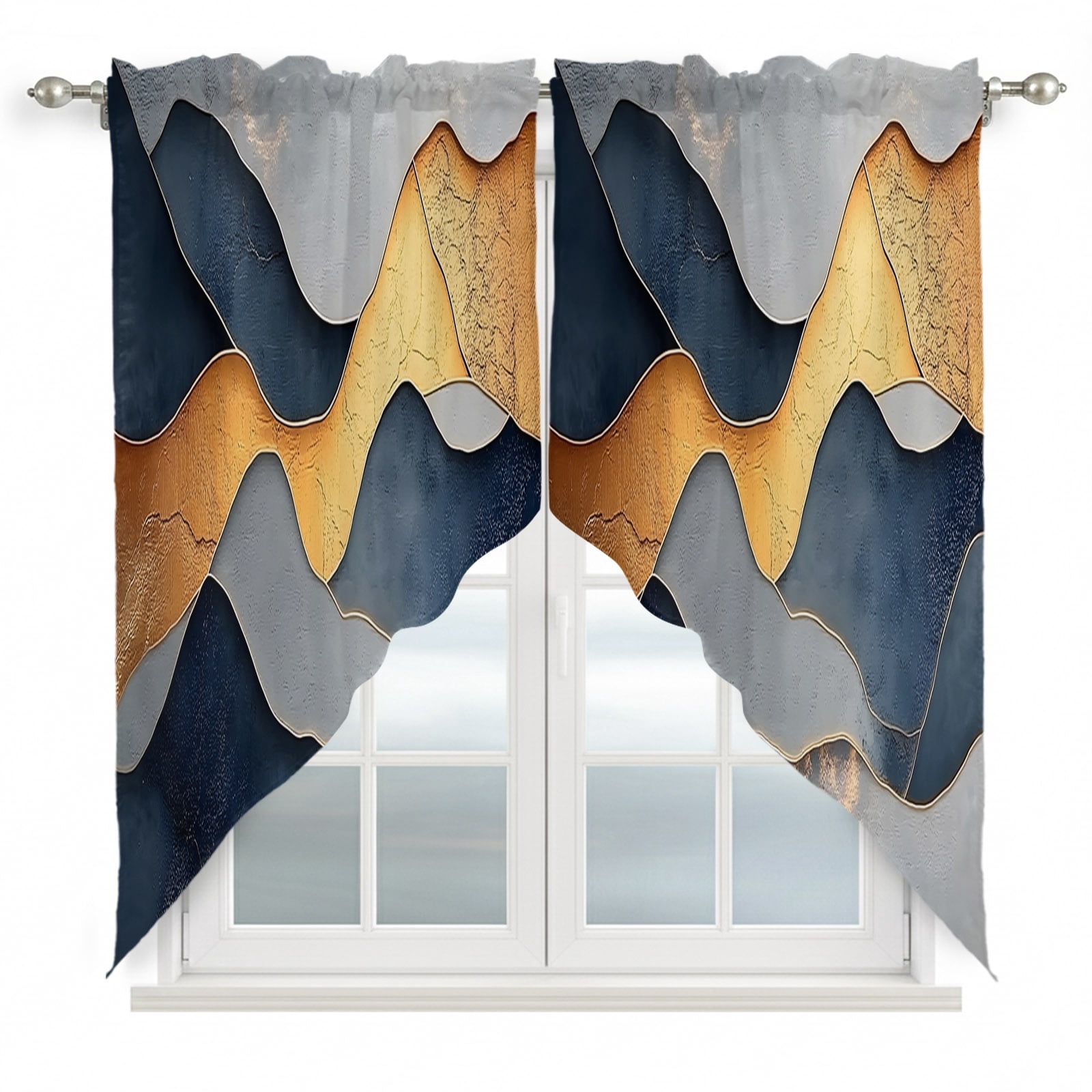 Abstract Impressionist Style Swag Curtain Valance for Window 2 Panels ...