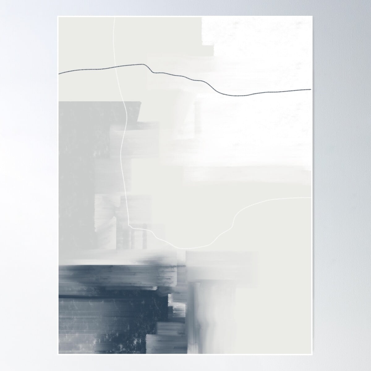Abstract In Blue And Beige Gray Poster Wall Art Modern Wall Decor For ...