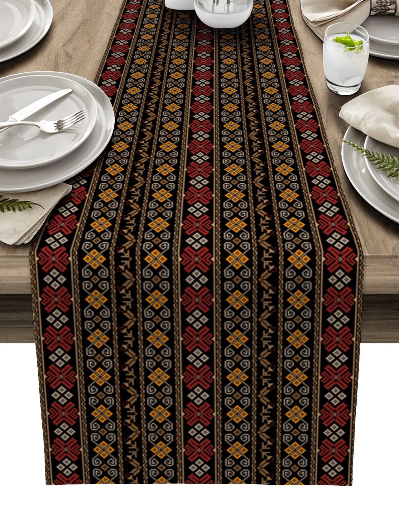 Abstract Indian Table Runner Placemat Coaster Modern Party Wedding r ...