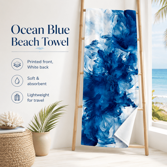 Abstract Indigo Blue Ink Wash Fluid Alcohol Splatter Microfiber ...