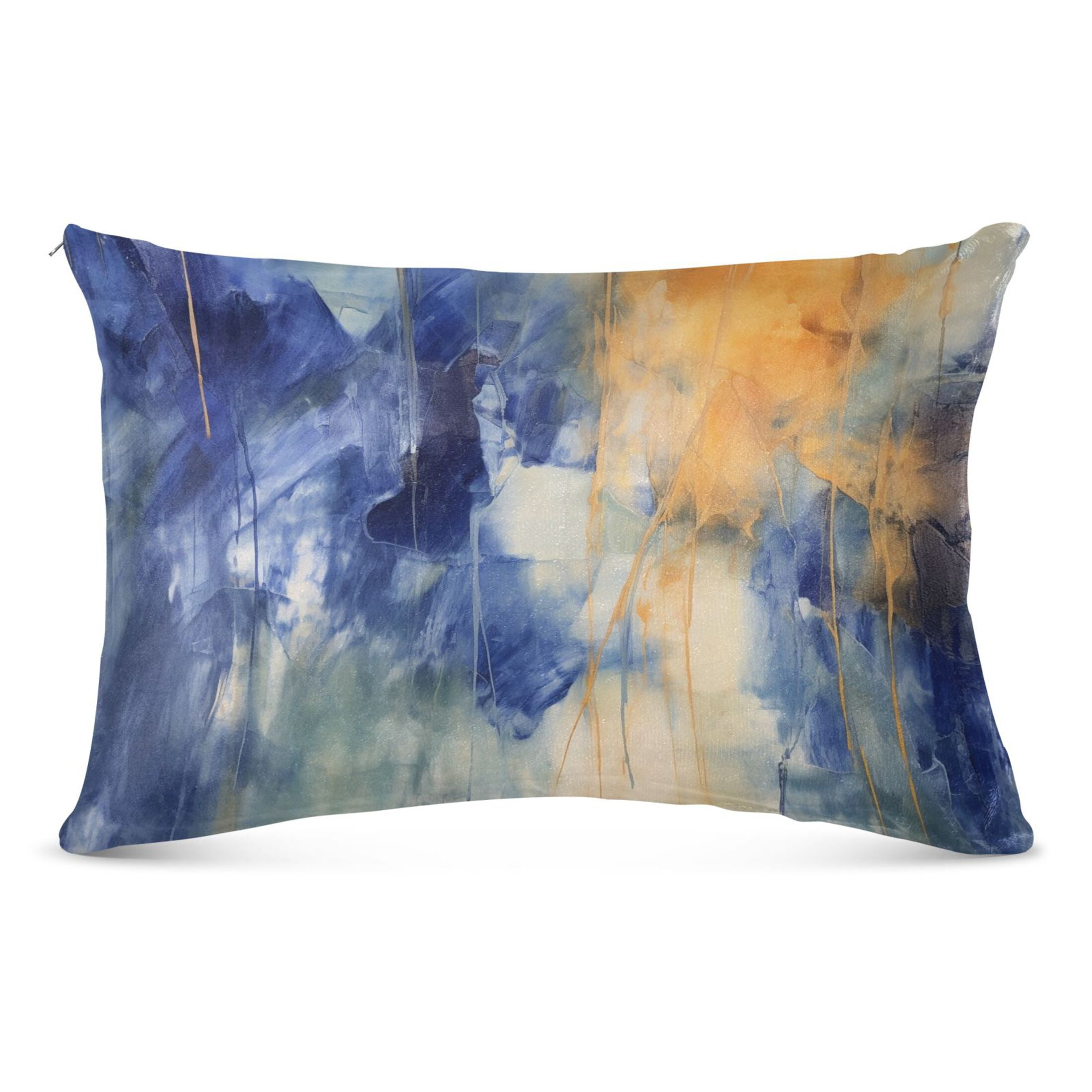 Abstract Indigo Oil Painting Plush Pillow Cases Queen Size Ultra Soft ...