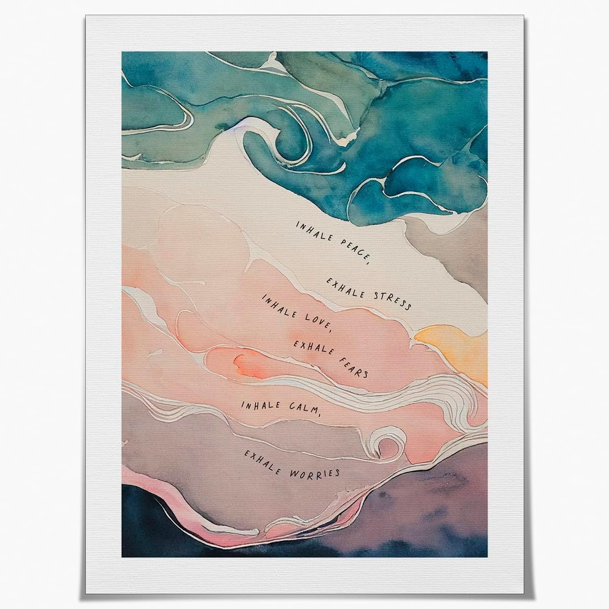 Abstract Inhale Exhale Canvas Wall Art Watercolor Therapy Office ...