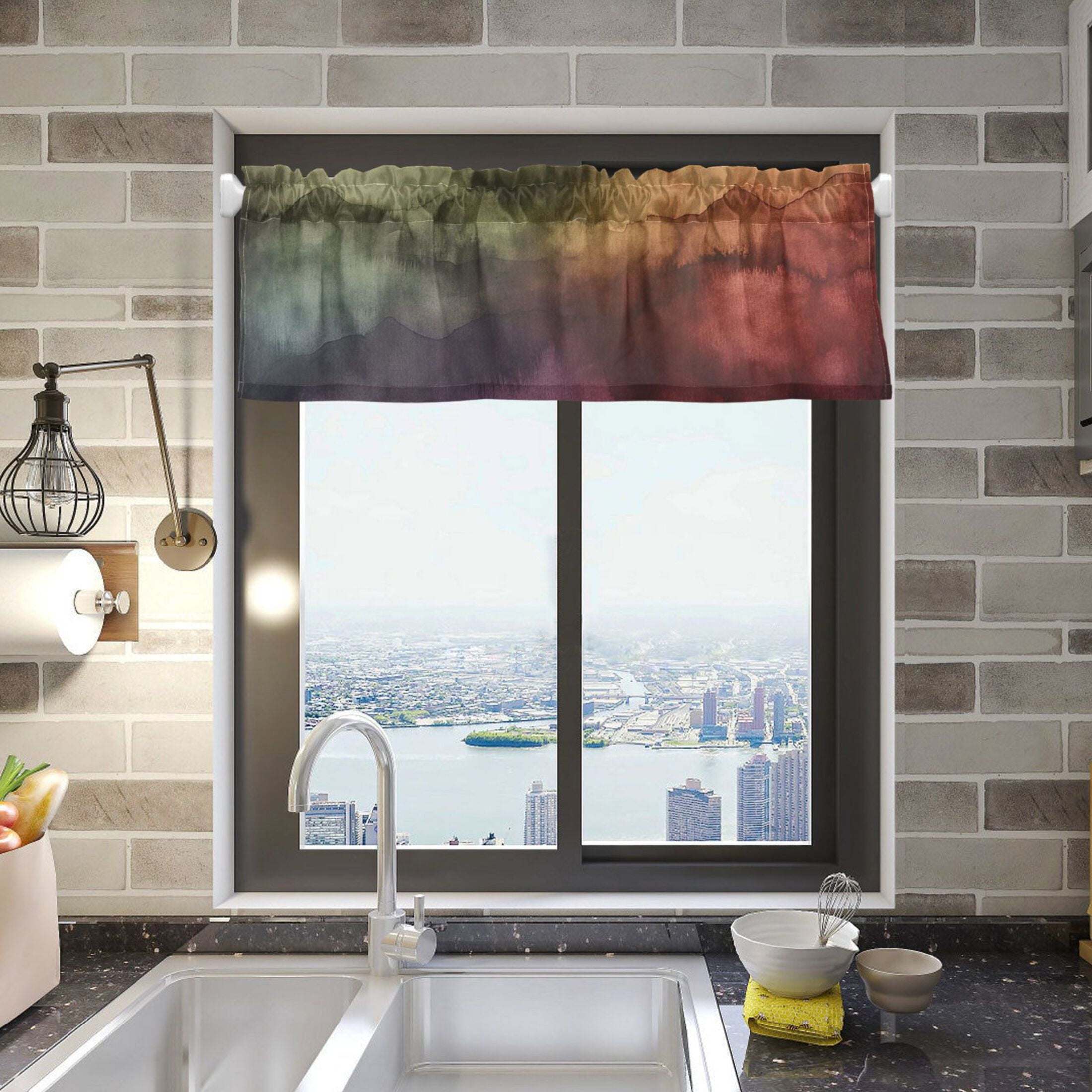 Abstract Ink Art Painting Curtain Valances for Windows Kitchen Living ...