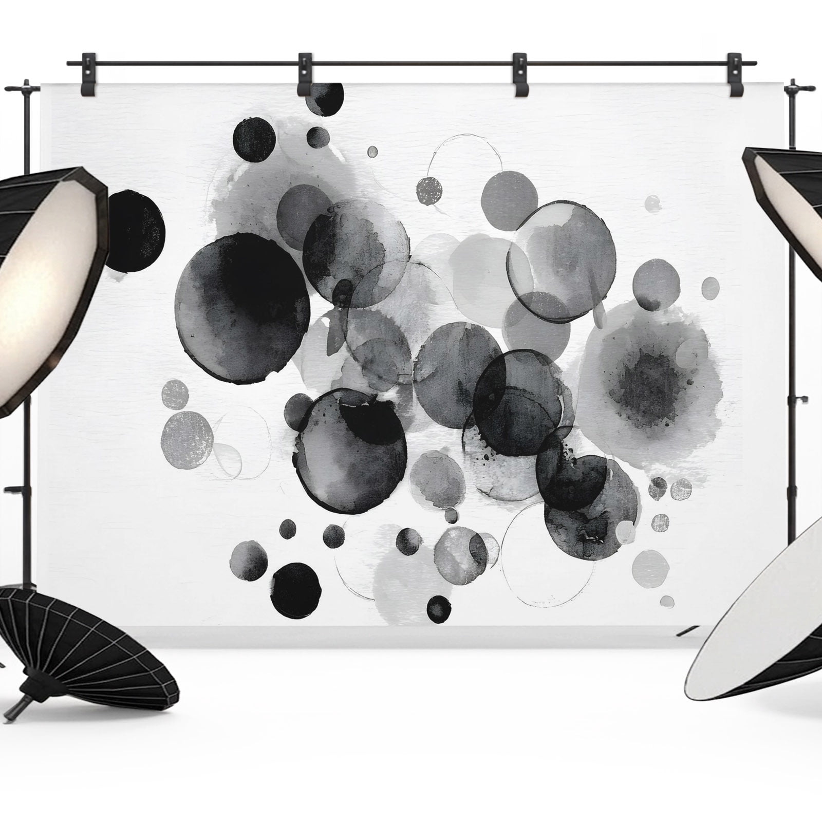Abstract Ink Backdrops for Photography, Black Ink Splatter Bubbles ...