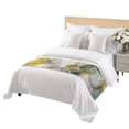 Abstract Ink Bed Runner Cal King Size Green Yellow Blue Ink Splatter ...
