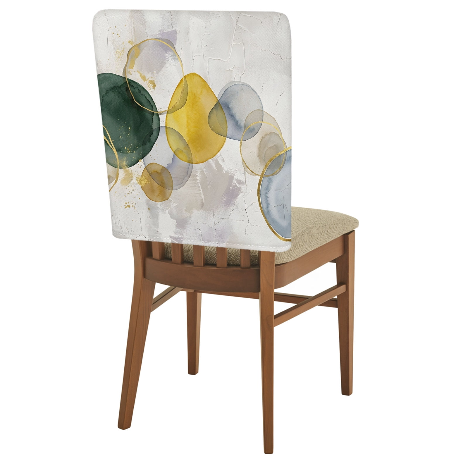 Abstract Ink Chair Back Covers Set of 4 Green Yellow Blue Ink Splatter ...