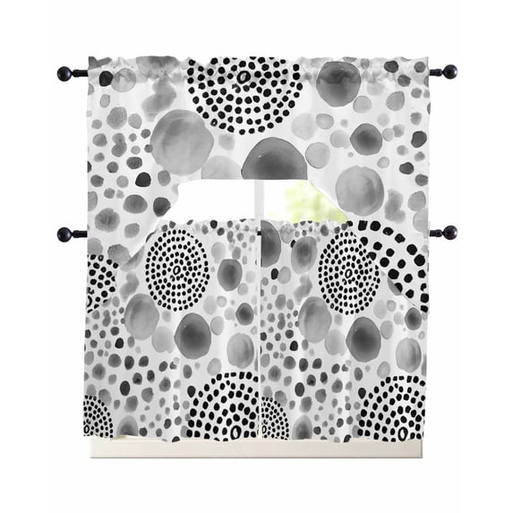 Abstract Ink Dots Kitchen Curtains Sets 24 Inch Length with Valance ...