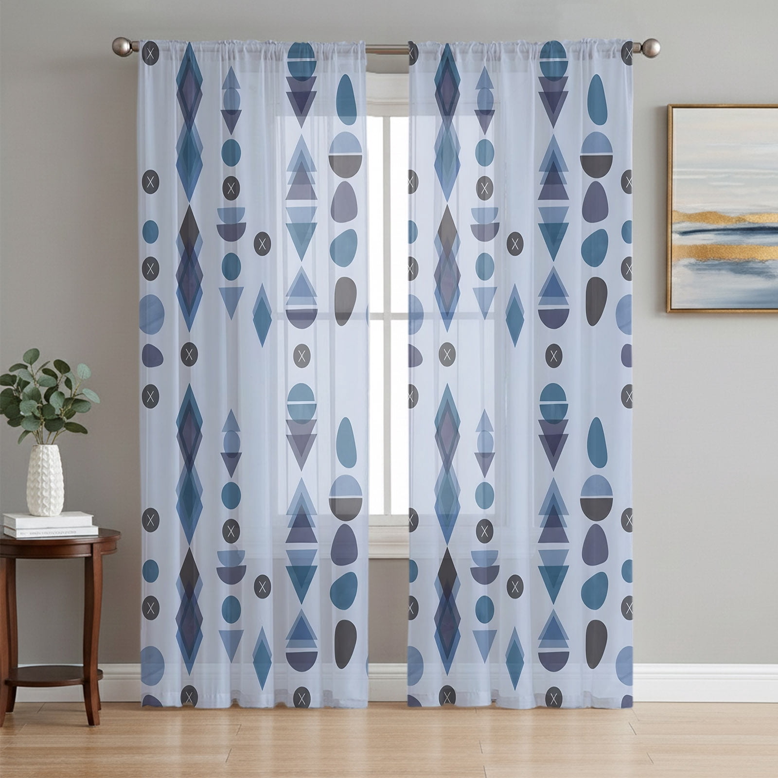 Abstract Ink Droplets Sheer Curtains for Living Room Bedroom Coastal ...