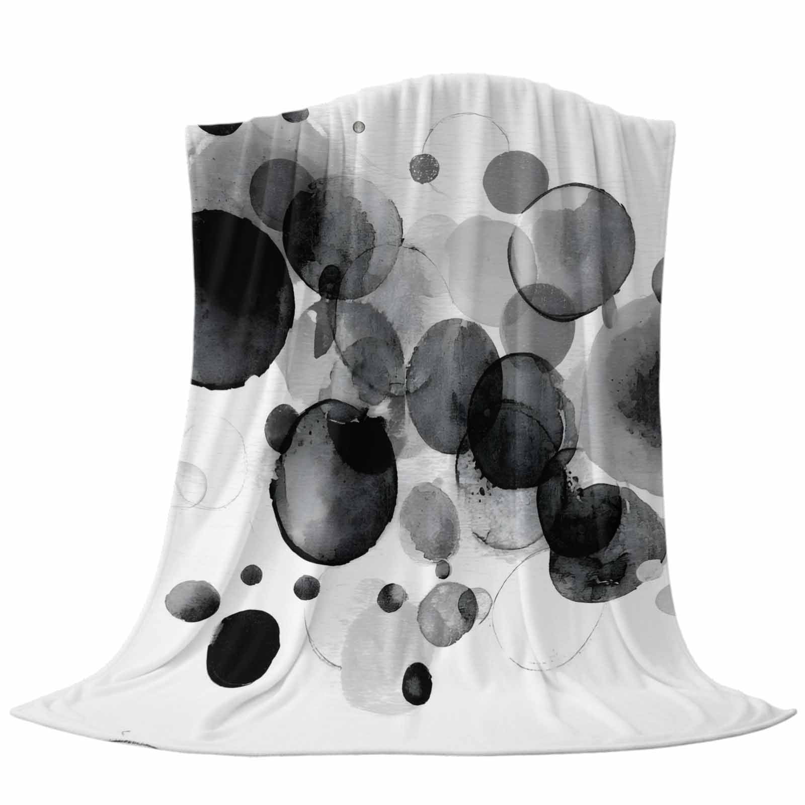 Abstract Ink Flannel Blanket for Bed, Travel and Camping, Black Ink ...