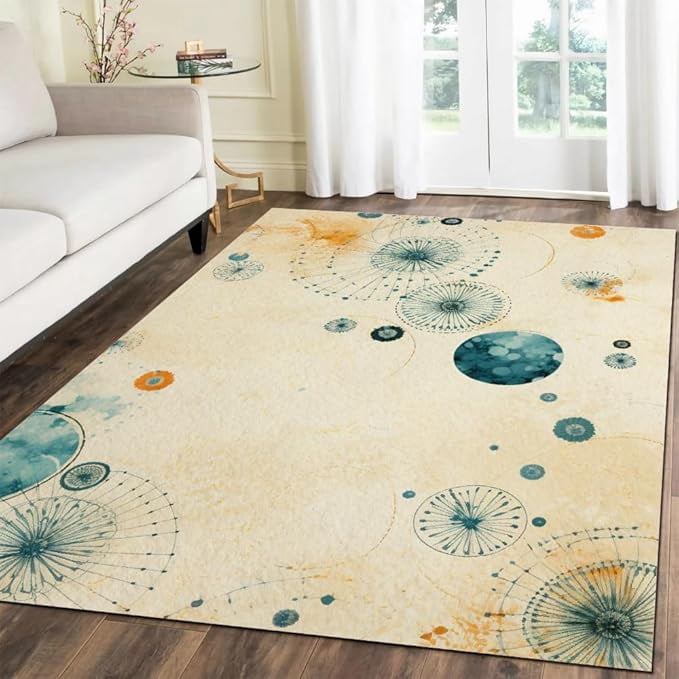 Abstract Ink Flowers Area Rugs, Bright Retro Background 3D Print Carpet ...