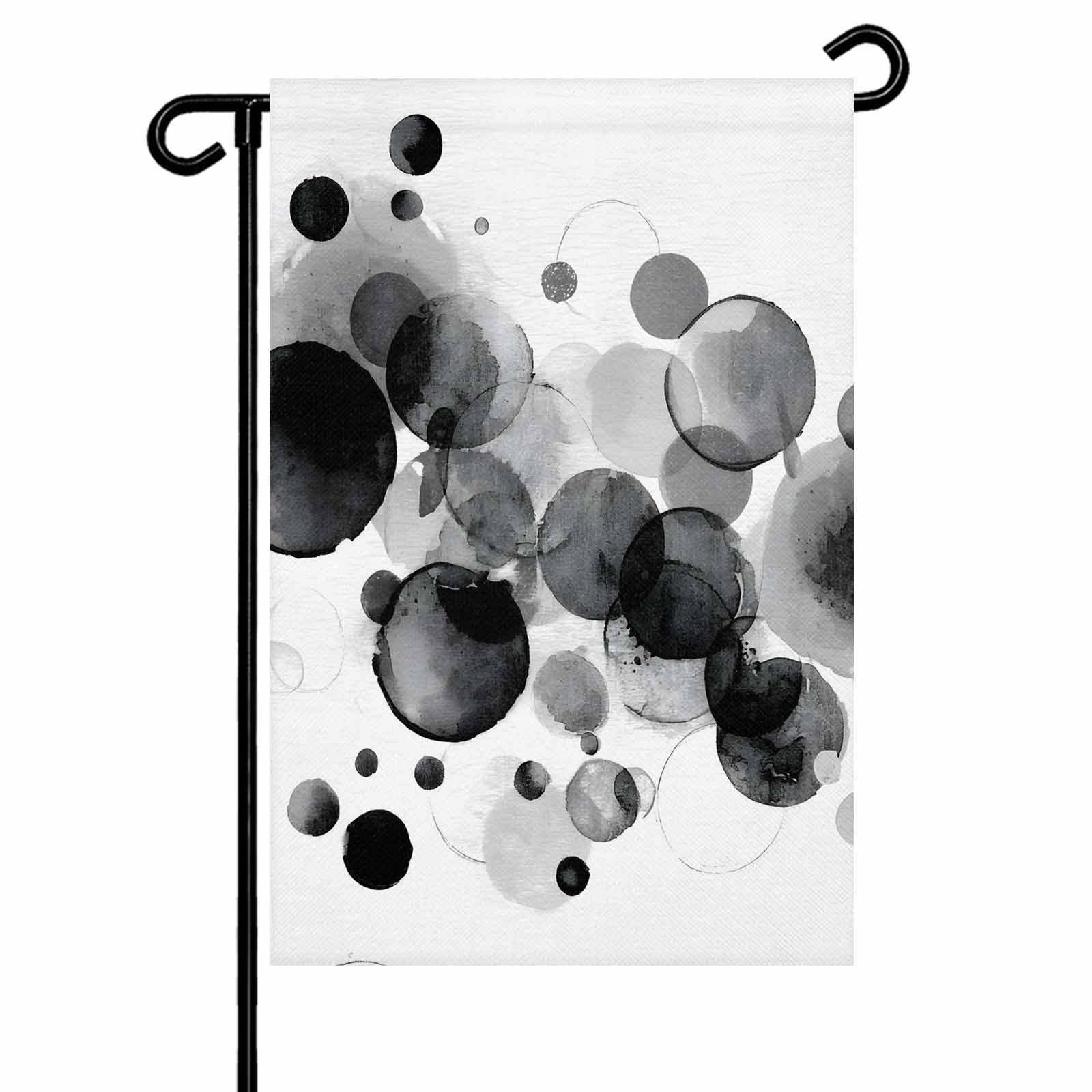 Abstract Ink Garden Flag 12x18 Inch Black Ink Splatter Bubbles Drops ...