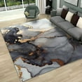 Abstract Ink Marble Area Rug, Marble With Golden Veins Non Slip Noise ...