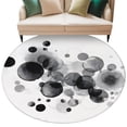 Abstract Ink Round Living Room Rugs 5 ft, Black Ink Splatter Bubbles ...