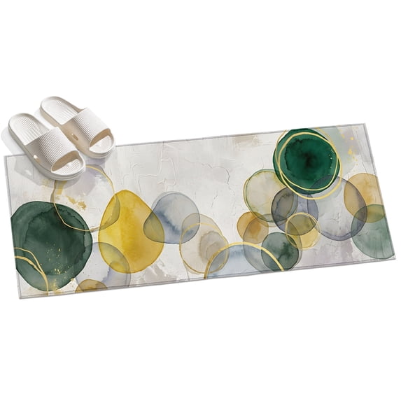 Abstract Ink Runner Rugs 2x6ft Green Yellow Blue Ink Splatter Bubbles ...