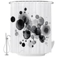 Abstract Ink Shower Curtain Set with Hooks, Black Ink Splatter Bubbles ...