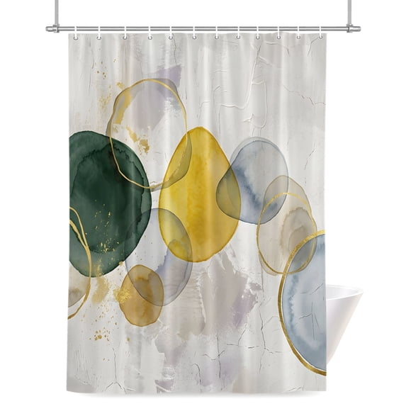 Abstract Ink Shower Curtains for Bathroom, Green Yellow Blue Ink ...