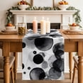 Abstract Ink Table Runner, Black Ink Splatter Bubbles Drops Washable ...