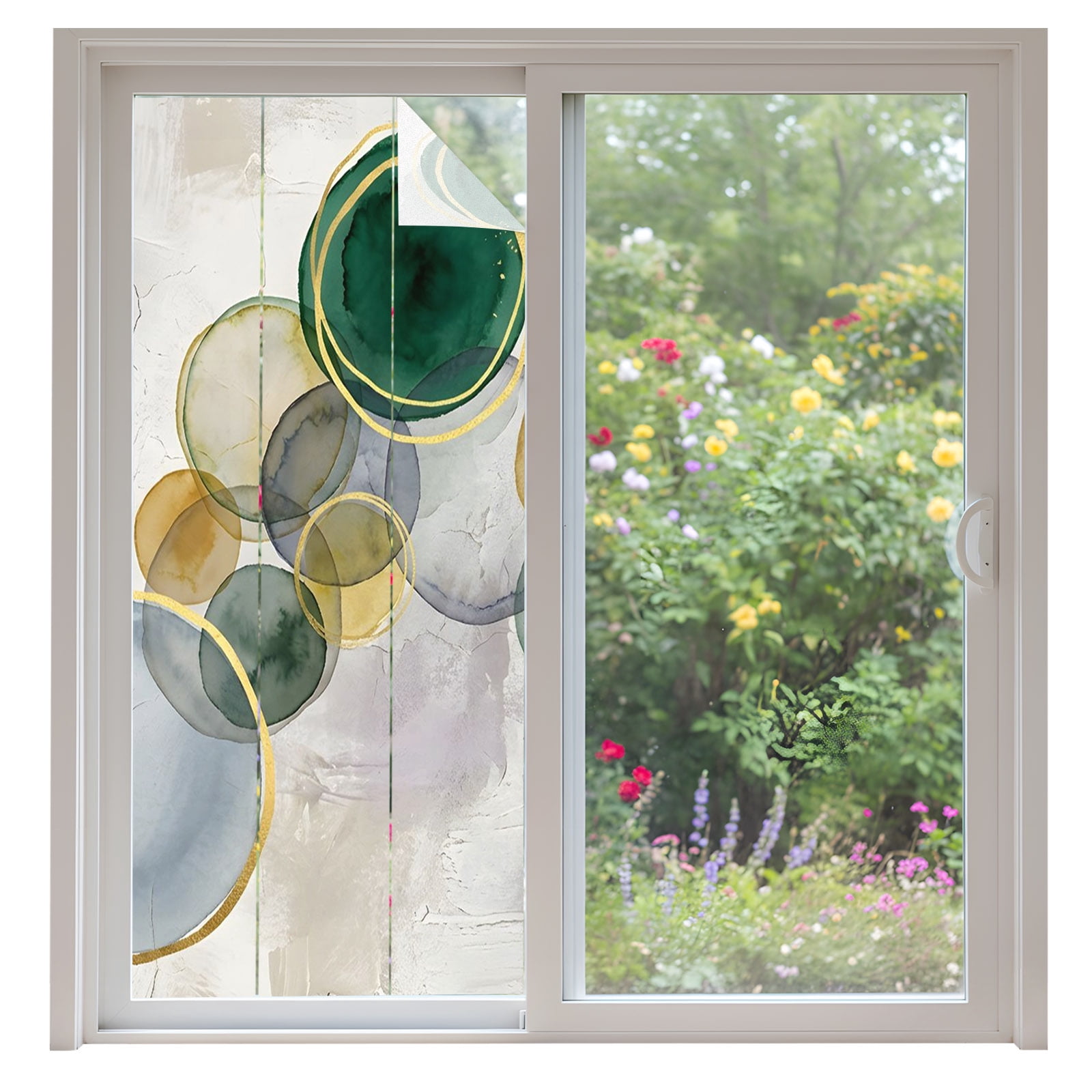 Abstract Ink Window Privacy Film, Green Yellow Blue Ink Splatter ...