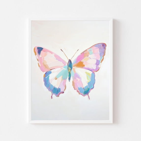 Abstract Insect Pastel Butterfly Art Print, Stretched Canvas Size 8x12 ...