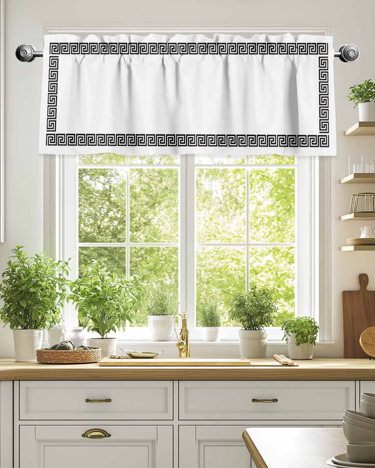 Abstract Inspired Greek Key Pattern Valances for Windows,Kitchen ...
