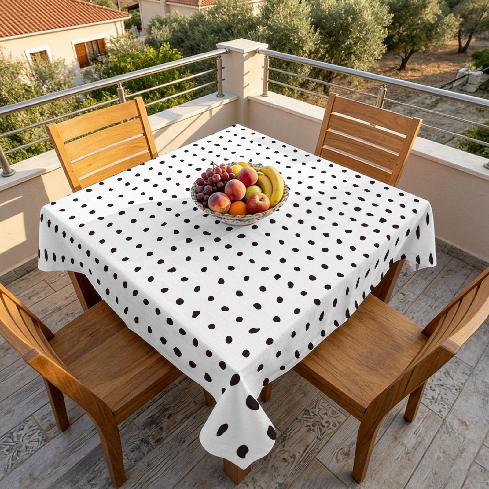 Abstract Irregular Black Polka Dot Table Cloth 60x60in, Waterproof ...