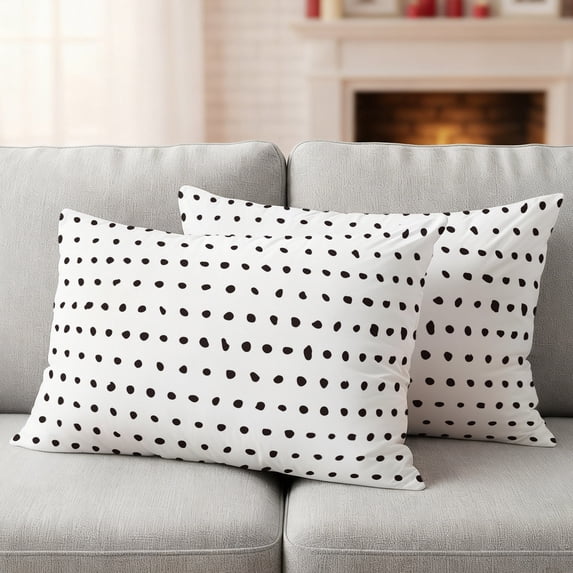 Abstract Irregular Black Polka Dot Waterproof Throw Pillow Covers Set ...