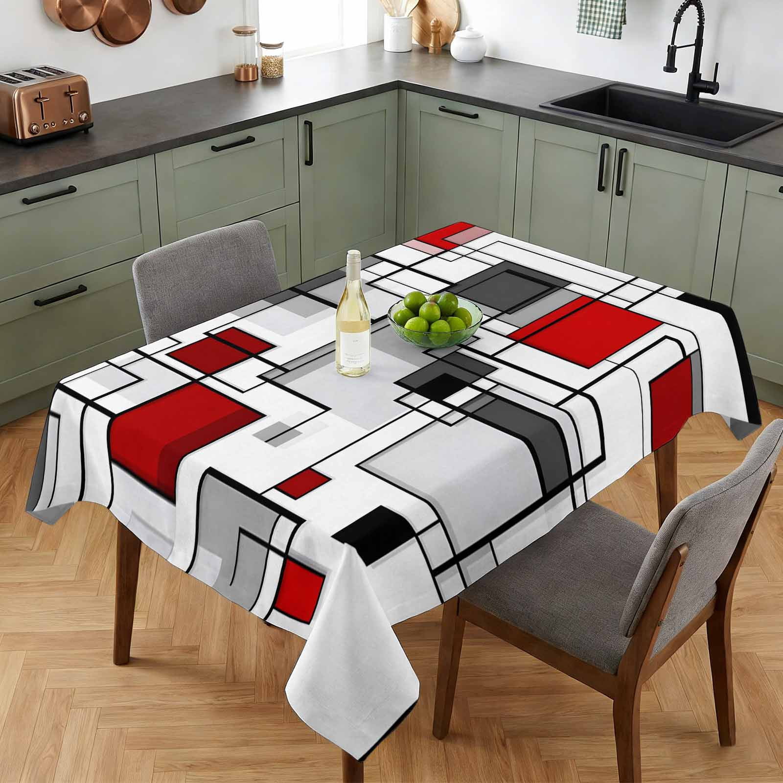 Abstract Irregular Stitching Art Table Cloth 52x70in, Waterproof ...